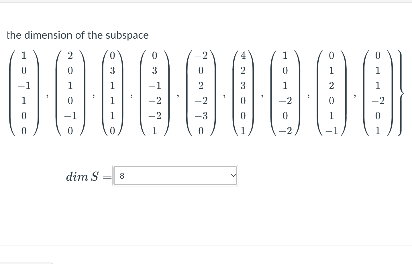 Solved Determine the dimension of the subspace | Chegg.com