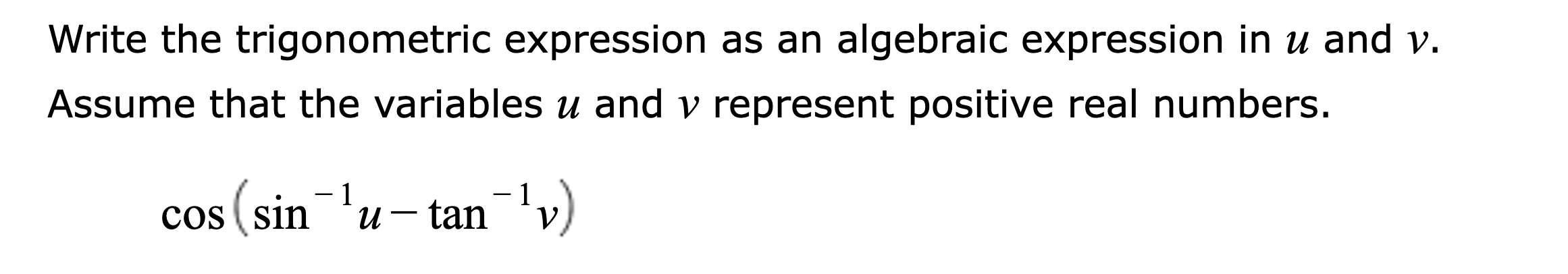 Solved Write the trigonometric expression as an algebraic | Chegg.com