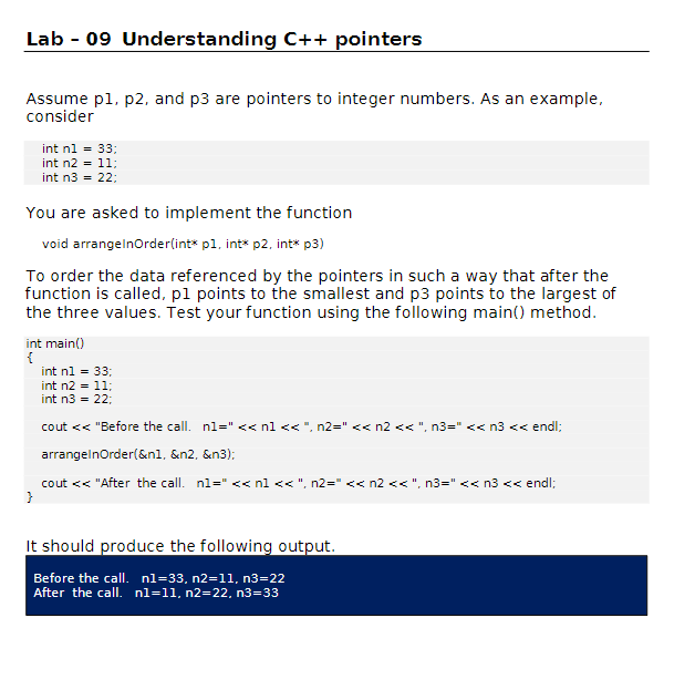 Solved Lab - 09 Understanding C++ pointers Assume p1, p2, | Chegg.com