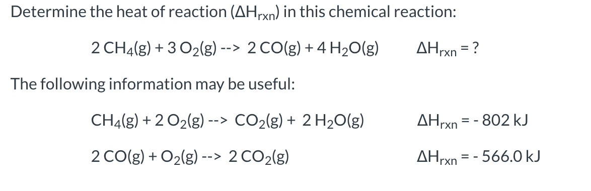 Solved Determine The Heat Of Reaction Ahrxn In This