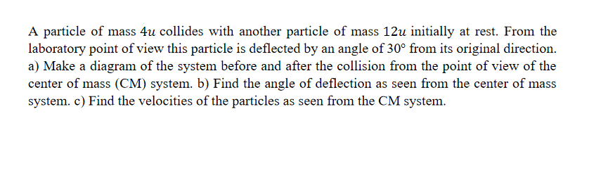 Solved A particle of mass 4u collides with another particle | Chegg.com