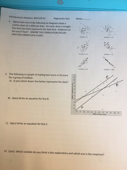 Solved Introductyory Statistics MAT120-E1 R 1. (6pts) Each | Chegg.com