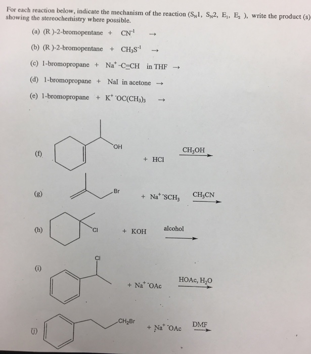Solved For each reaction below indicate the mechanism of the | Chegg.com