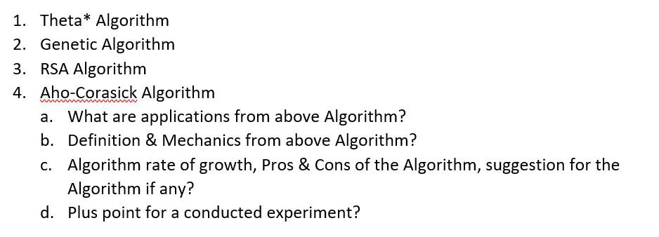 Solved 1 Theta Algorithm 2 Genetic Algorithm 3 Rsa 9795