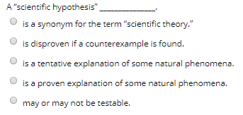 Solved A "scientific hypothesis", is a synonym for the term | Chegg.com