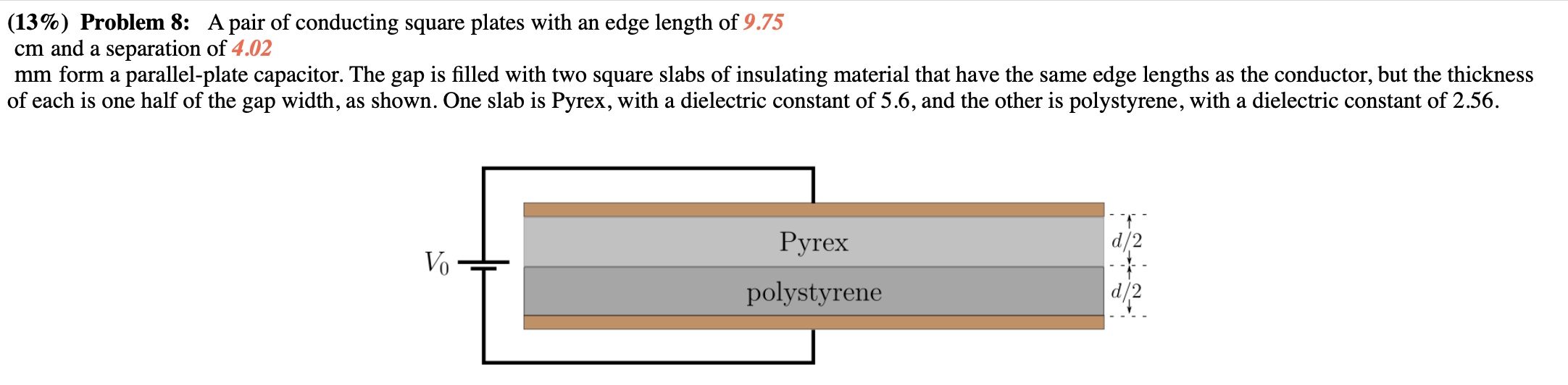 (13\%) Problem 8: A pair of conducting square plates | Chegg.com