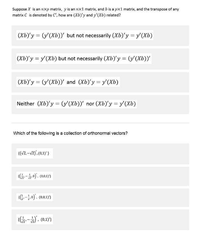 Solved Suppose X is an n×p matrix, y is an n×1 matrix, and b | Chegg.com