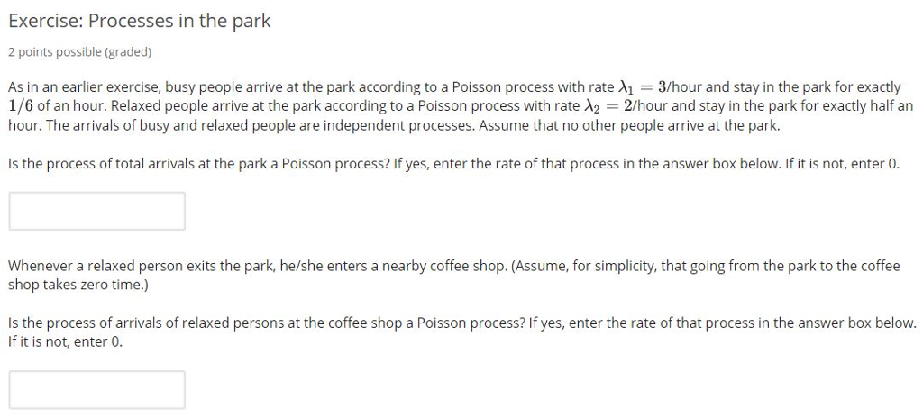 Solved Exercise: Processes in the park 2 points possible | Chegg.com