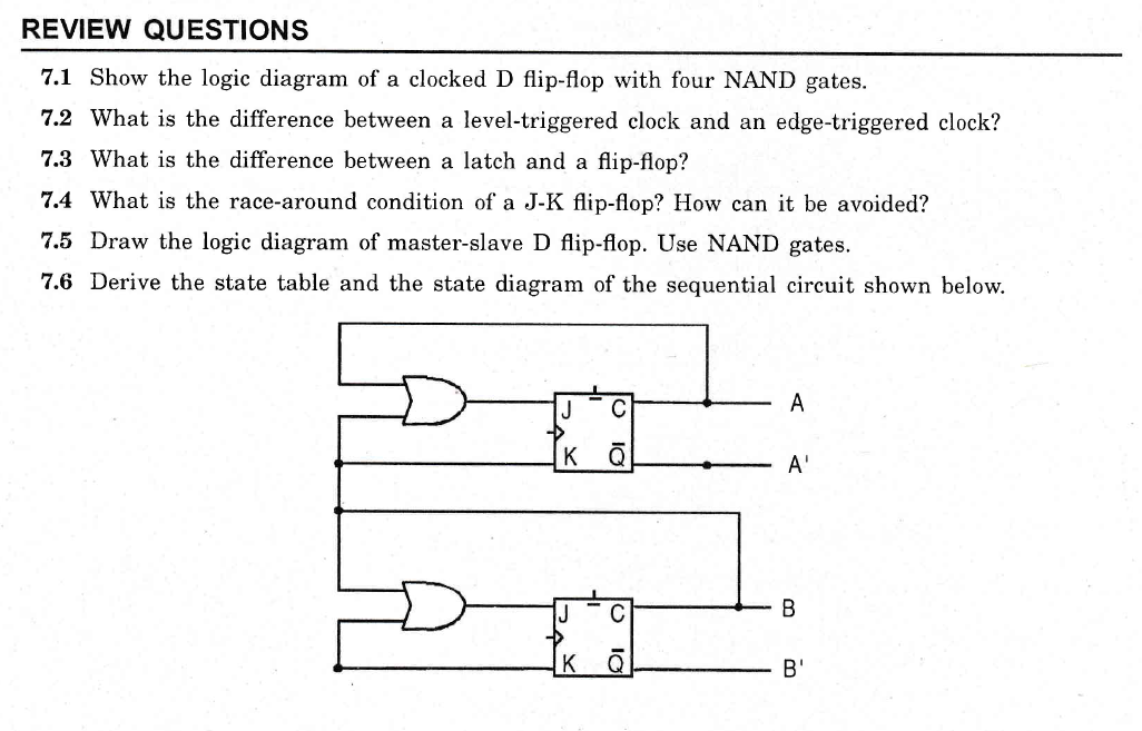 7.1 Show the logic diagram of a clocked D flip-flop | Chegg.com