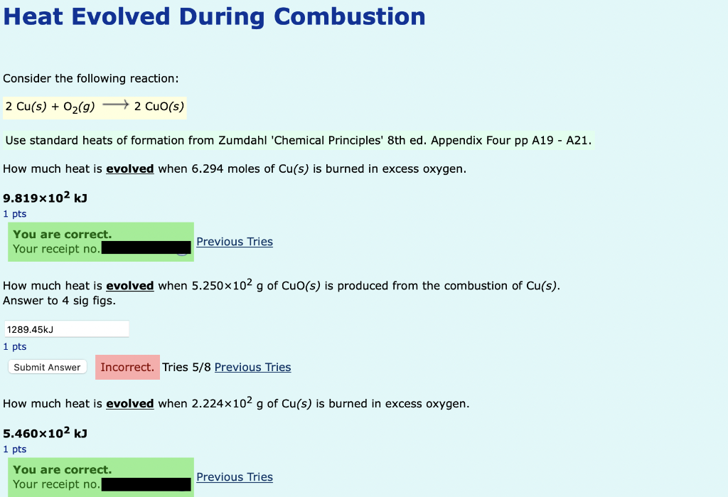 Solved Heat Evolved During Combustion Consider the following | Chegg.com