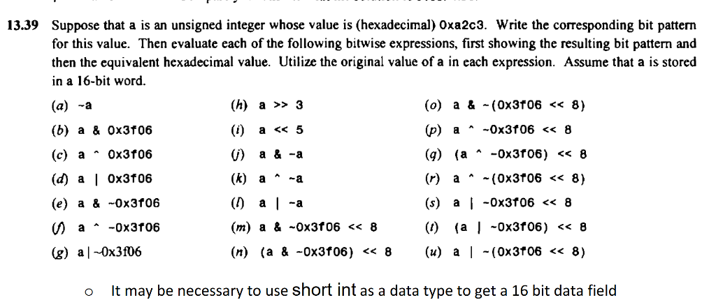 Solved Suppose that a is an unsigned integer whose value is | Chegg.com