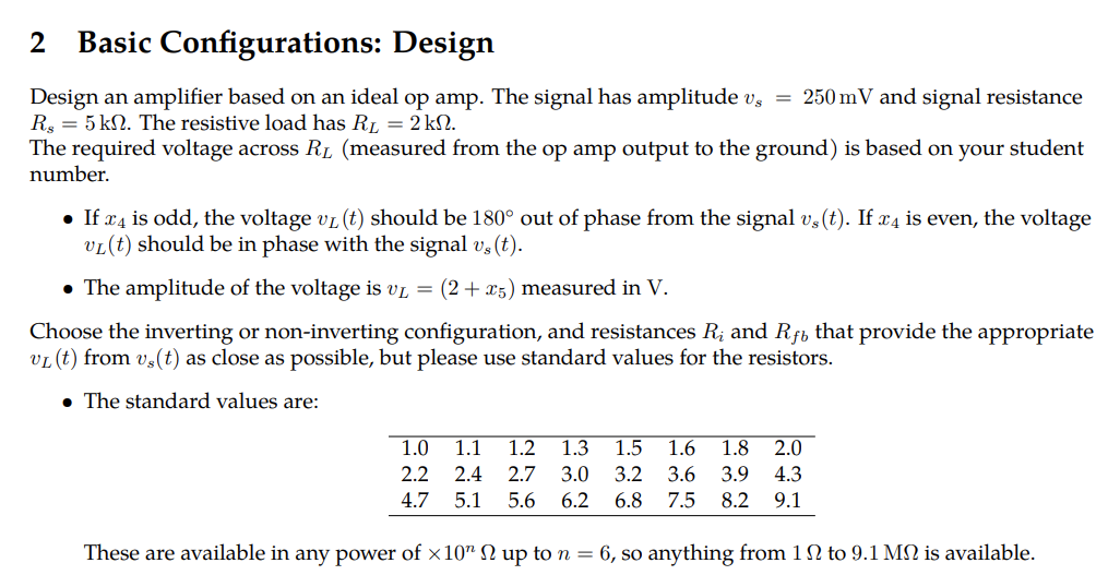 Solved 2 Basic Configurations: Design Design an amplifier | Chegg.com