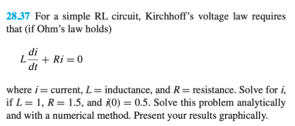 Solved 28.37 For a simple RL circuit, Kirchhoff's voltage | Chegg.com