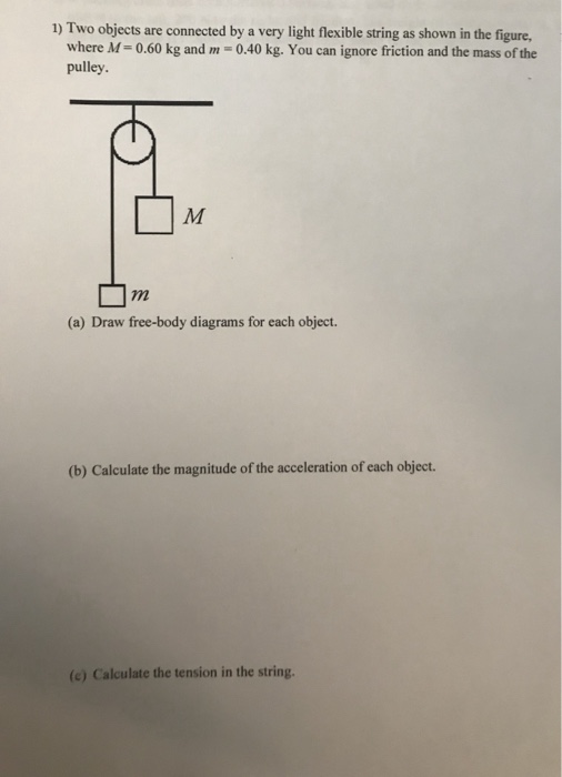 Solved 1 Two Objects Are Connected By A Very Light Flexible