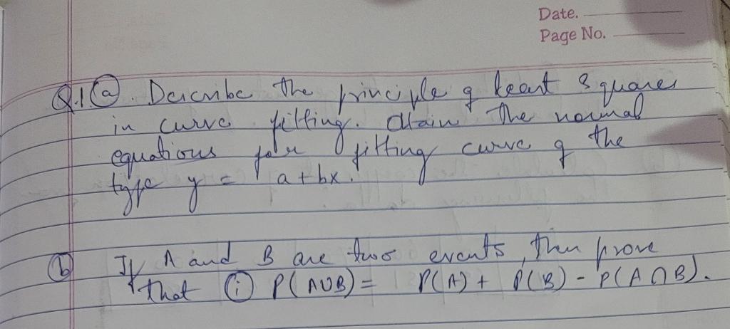 Solved 1@. Deicribe the principle o beat squares in curve | Chegg.com