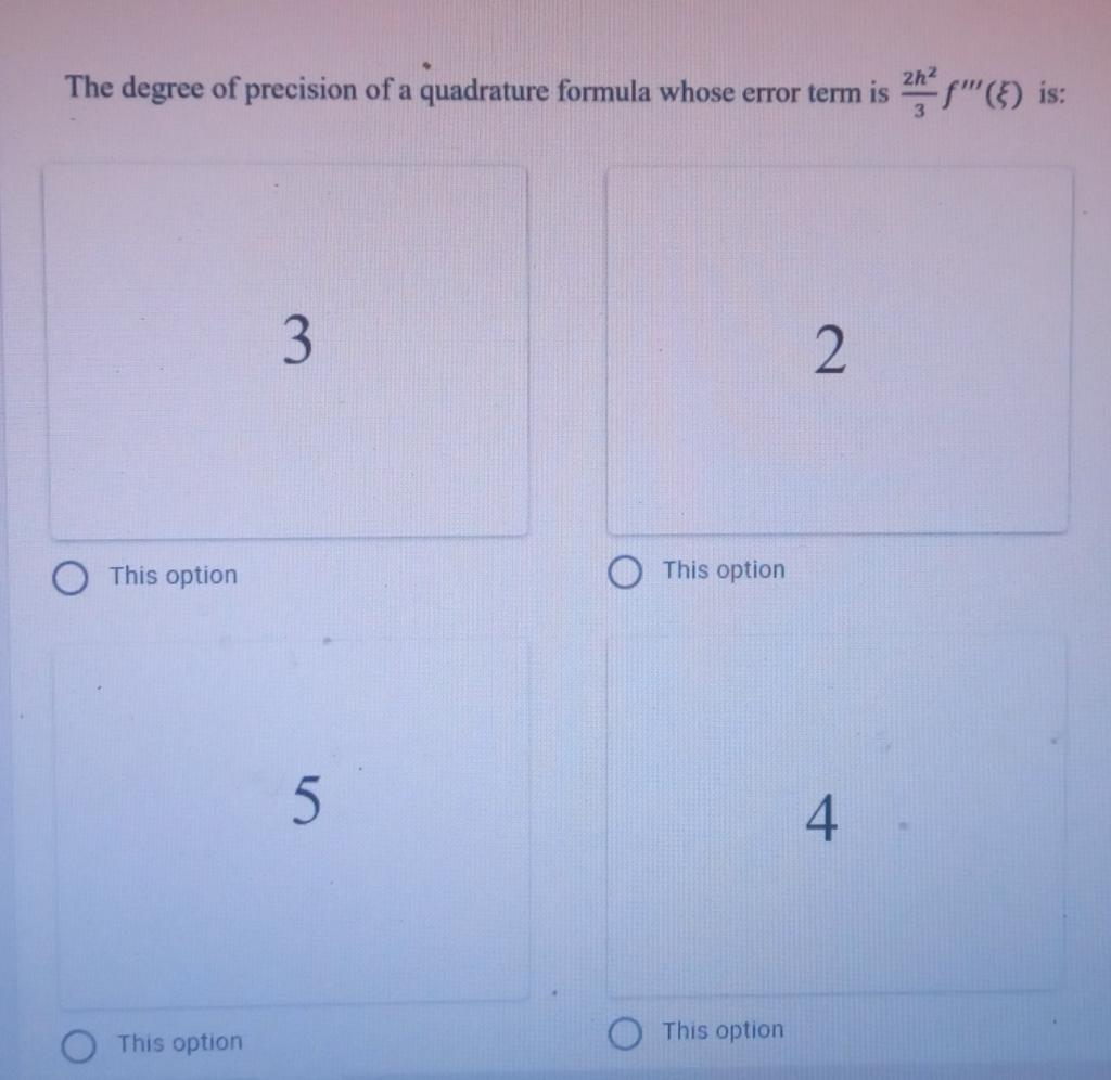Solved The degree of precision of a quadrature formula whose | Chegg.com