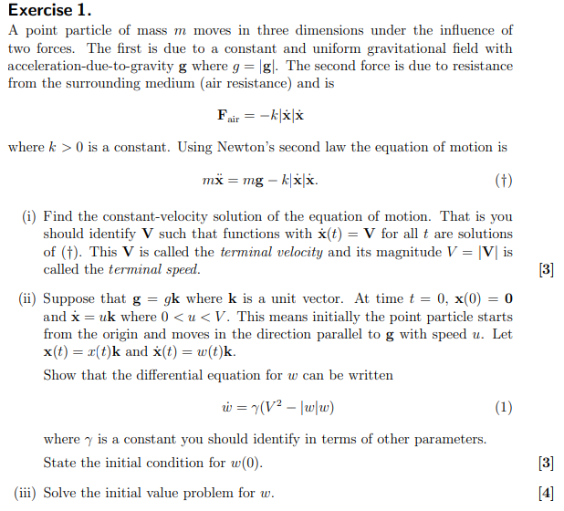 Solved Exercise 1.A point particle of mass m ﻿moves in three | Chegg.com