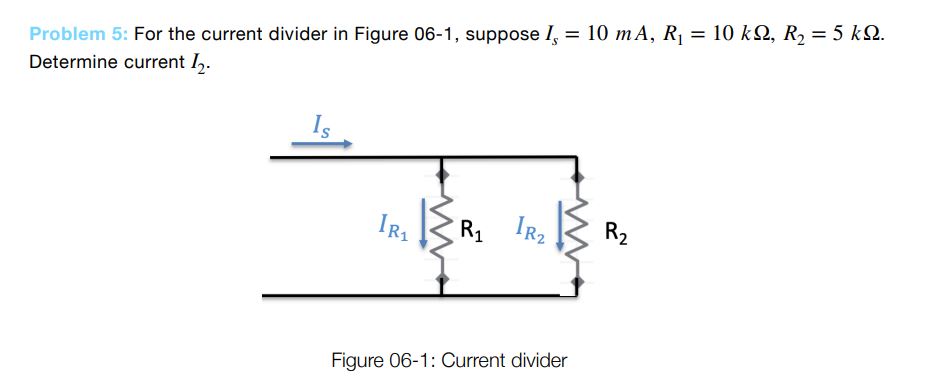 Solved Problem 5: For the current divider in Figure 06-1, | Chegg.com