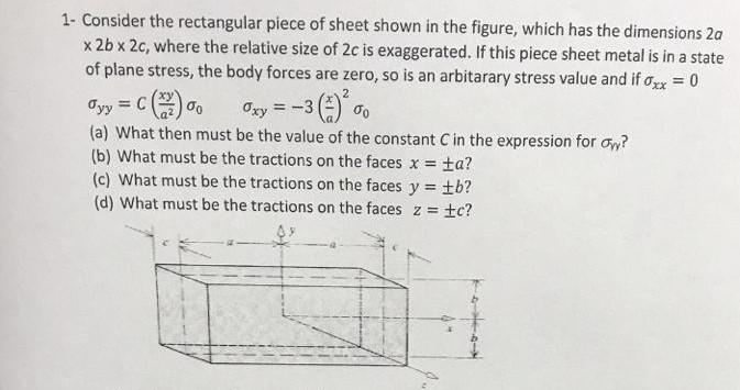 Solved 2 1- Consider the rectangular piece of sheet shown in | Chegg.com