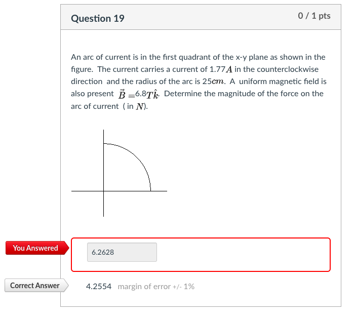 Solved Question 19 0 / 1 pts An arc of current is in the | Chegg.com