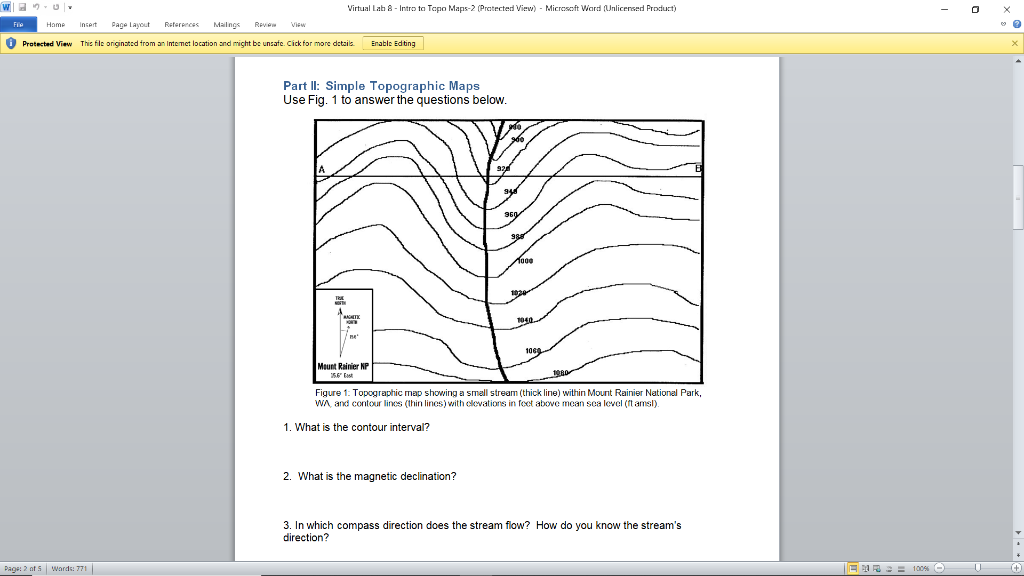 Solved Part II: Simple Topographic Maps Use Fig. 1 to answer | Chegg.com