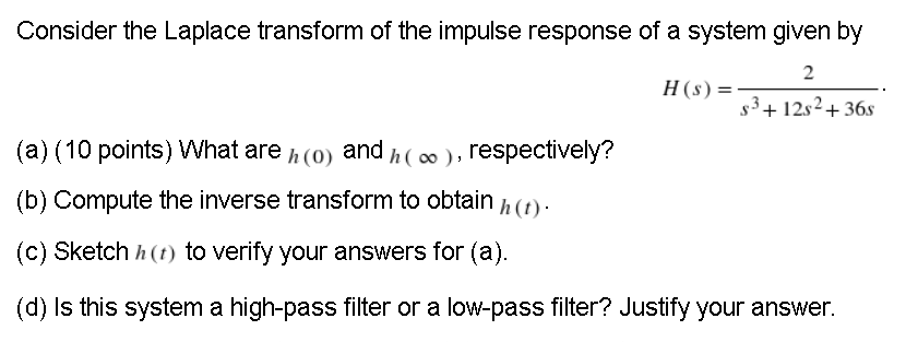 Solved Consider the Laplace transform of the impulse | Chegg.com
