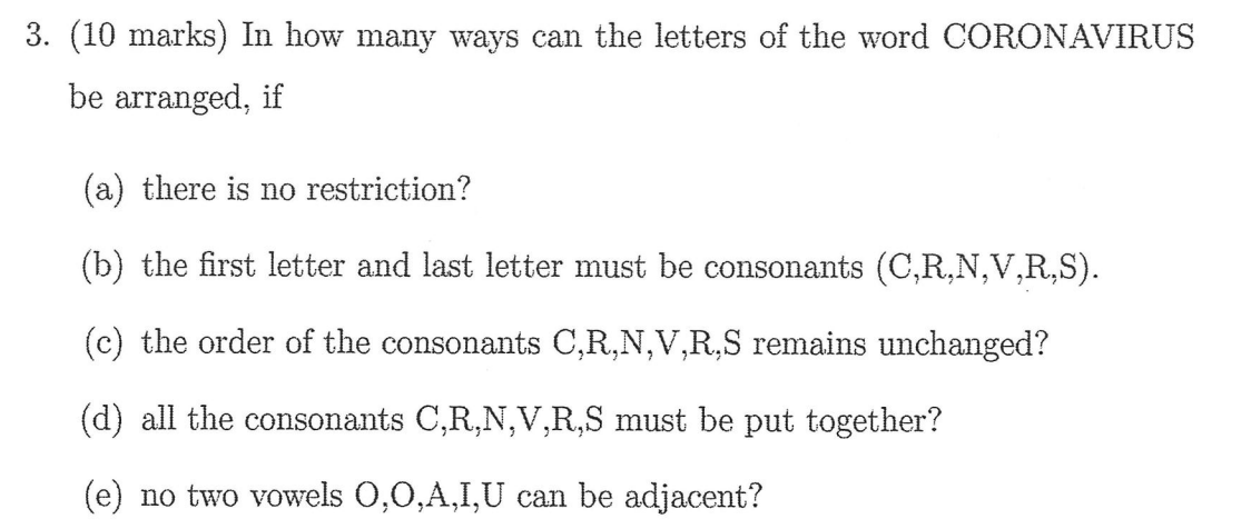 Solved 3. (10 marks) In how many ways can the letters of the | Chegg.com