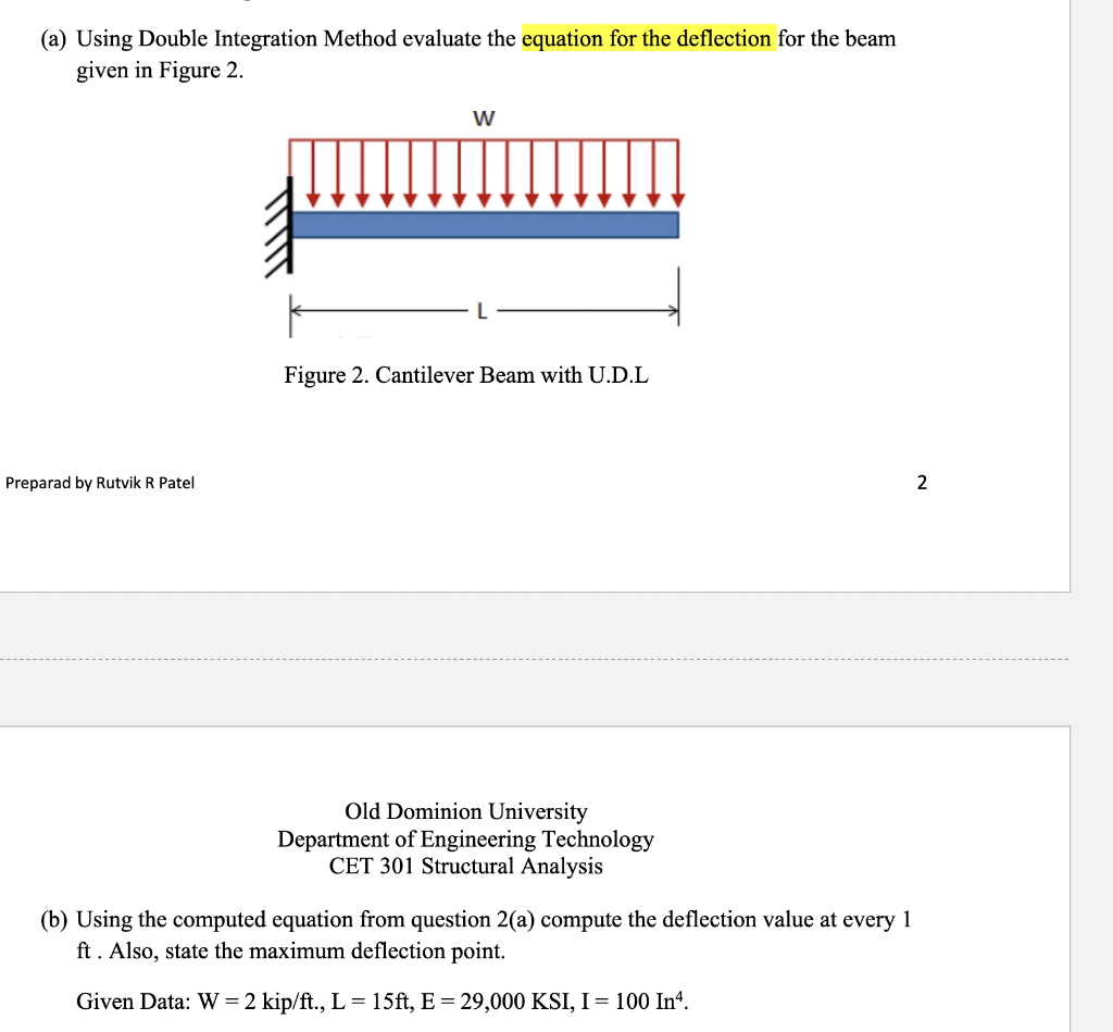 Determine deflection values at every 1 ft | Chegg.com