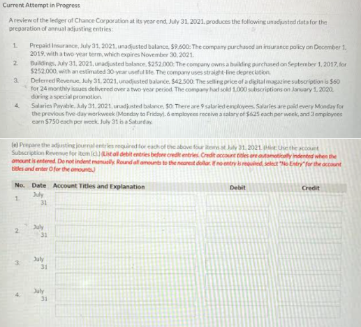 Solved Current Attempt in Progress Areview of the ledger of | Chegg.com