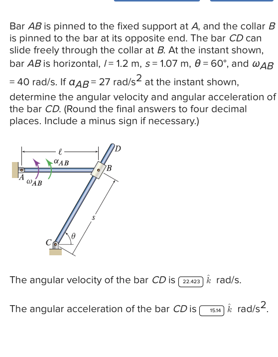 Solved Bar AB is pinned to the fixed support at A, and the | Chegg.com