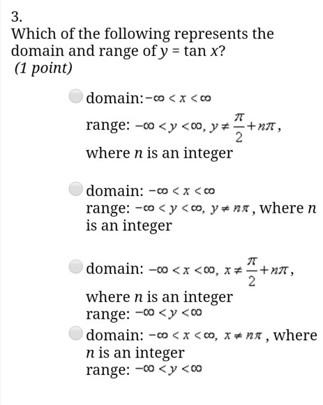 Solved 3. Which of the following represents the domain and | Chegg.com