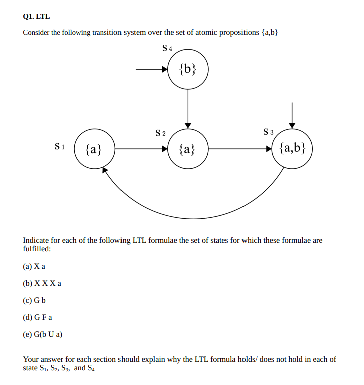 Solved Q1. LTL Consider the following transition system over | Chegg.com