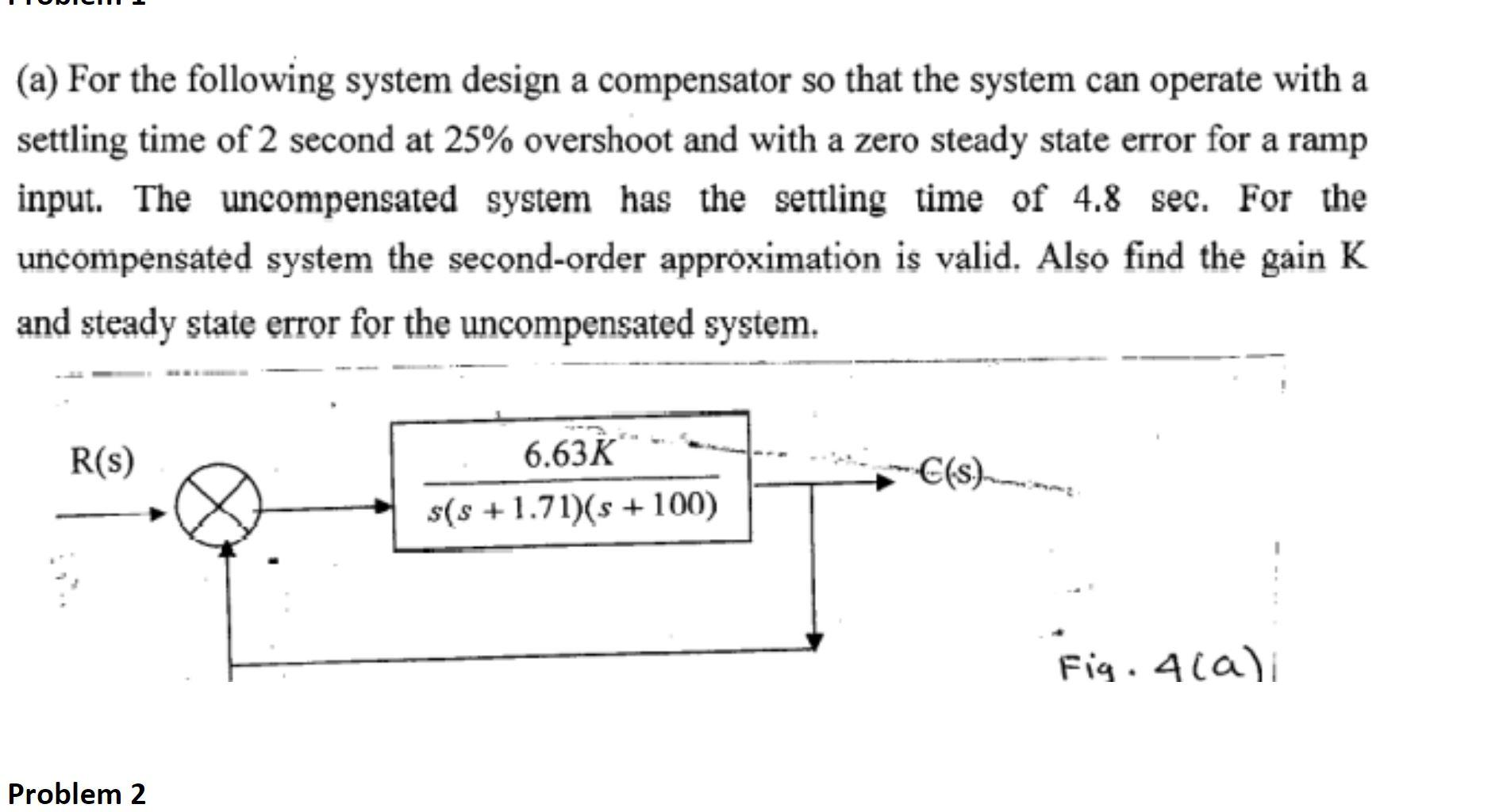 Solved (a) For the following system design a compensator so | Chegg.com