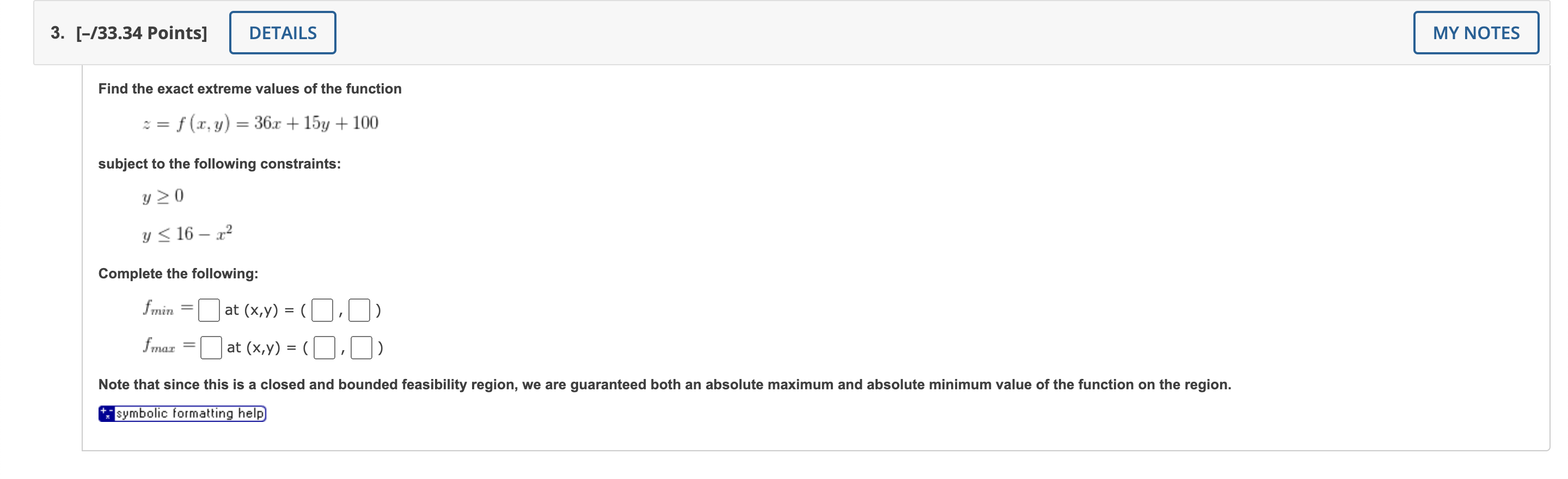 Solved 3. [-/33.34 Points] DETAILS MY NOTES Find the exact | Chegg.com