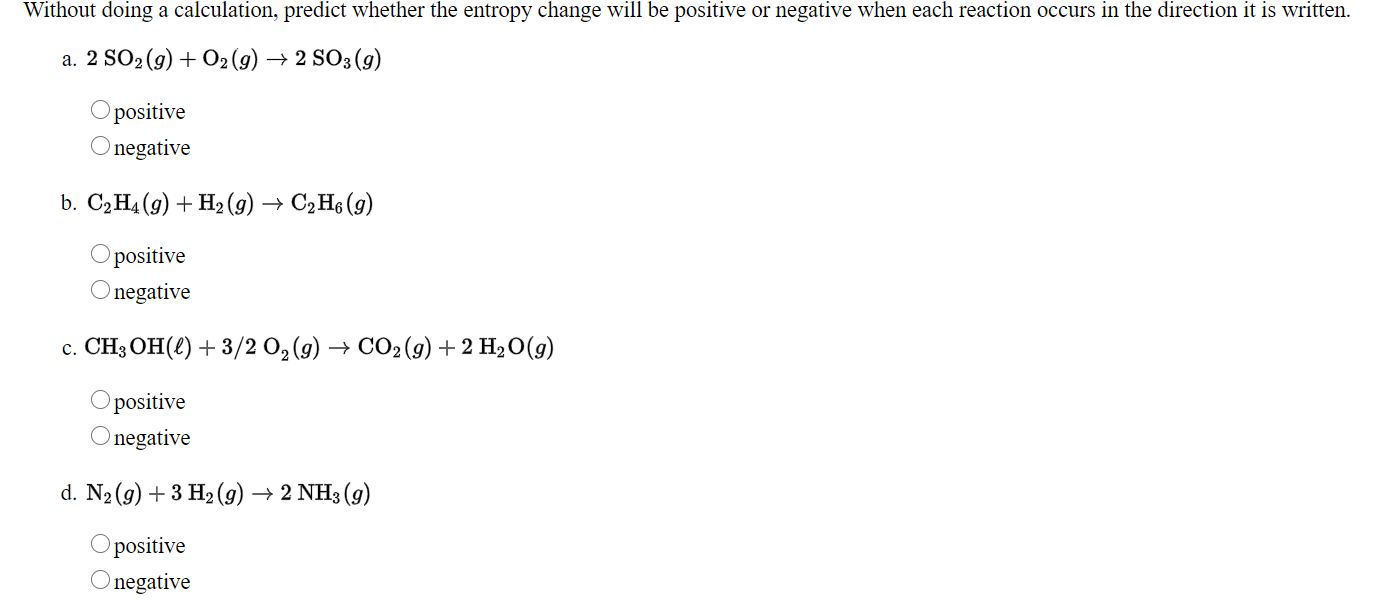 Solved Without doing a calculation, predict whether the | Chegg.com