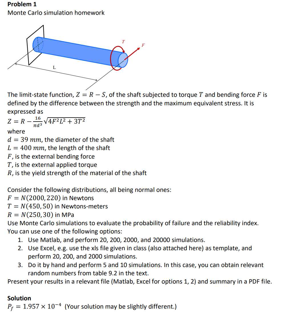 Problem 1 Monte Carlo simulation homework The | Chegg.com
