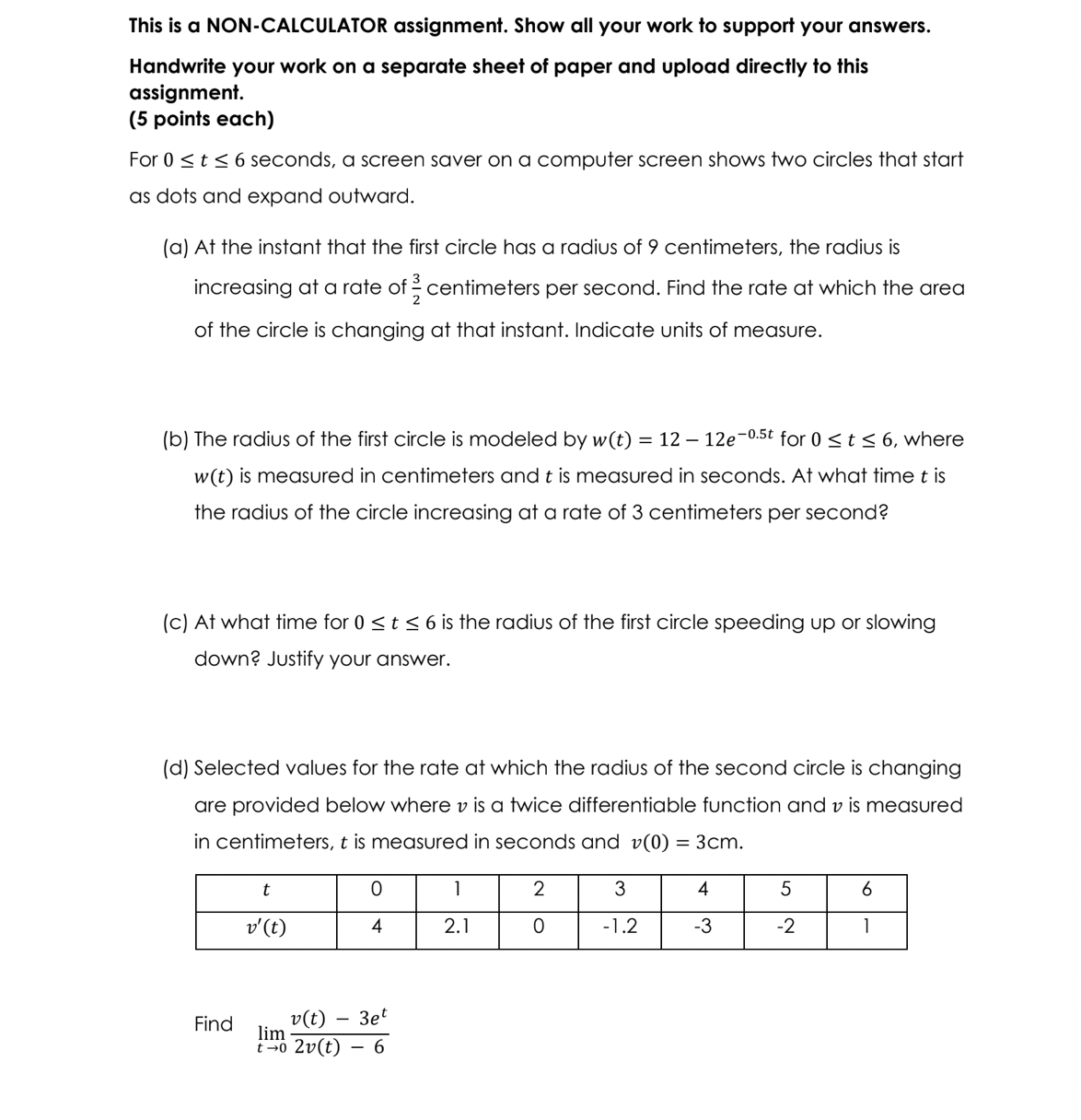 Solved This is a NON-CALCULATOR assignment. Show all your | Chegg.com