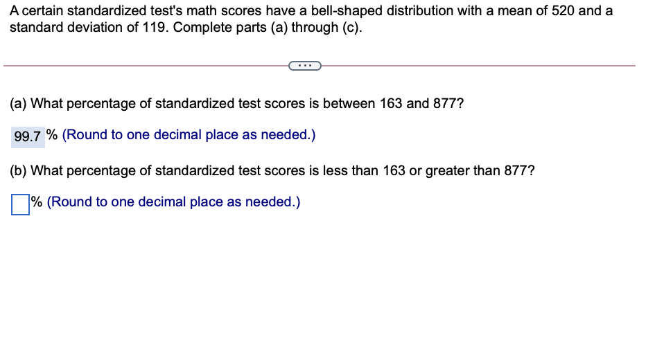 Solved A certain standardized test's math scores have a | Chegg.com