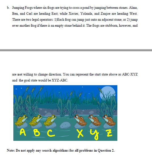 Solved b. Jumping Frogs where six frogs are trying to cross | Chegg.com
