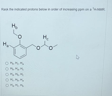 Solved Rank the indicated protons below in order of | Chegg.com