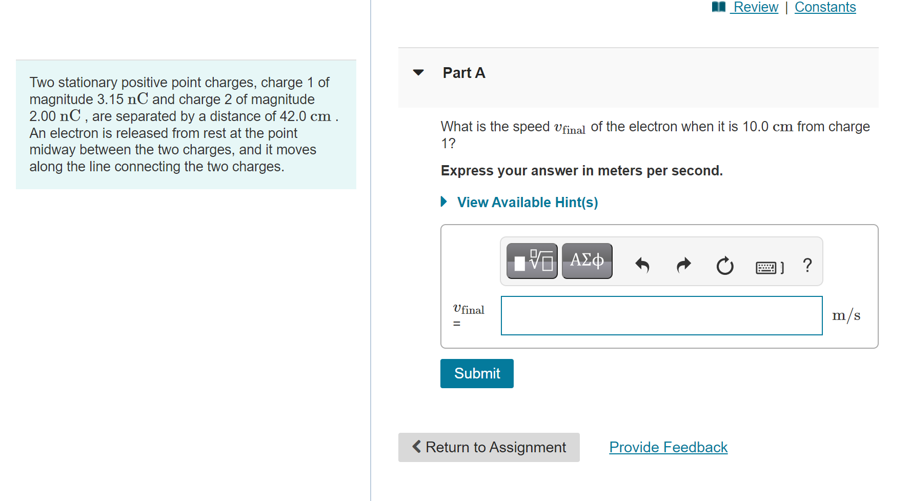 Solved Review | Constants Part A Two stationary positive | Chegg.com