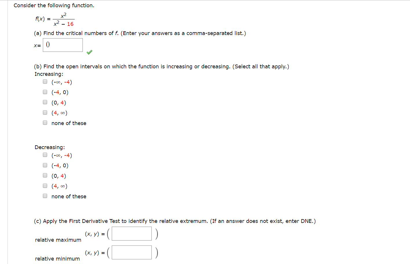 Solved Consider the following function. x2 f(x) = x2 - 16 | Chegg.com