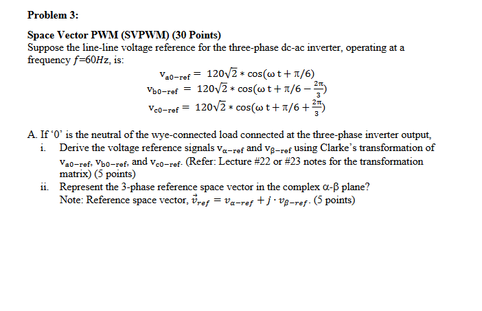 Solved Problem 3:Space Vector PWM (SVPWM) (30 | Chegg.com
