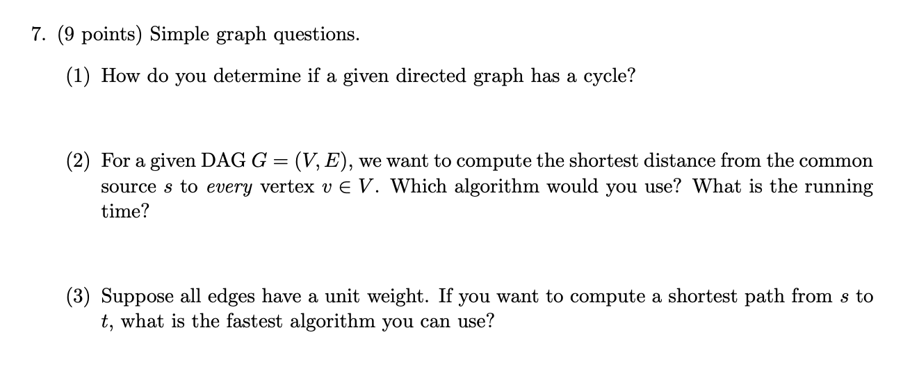 Solved 7. (9 points) Simple graph questions. (1) How do you | Chegg.com