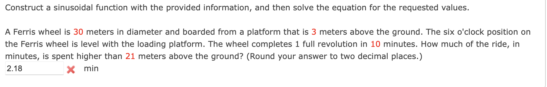 Solved Construct a sinusoidal function with the provided | Chegg.com