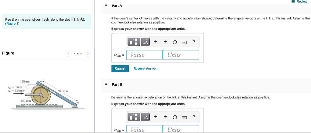 Solved Peg B on the gear slides freely along the slot in | Chegg.com