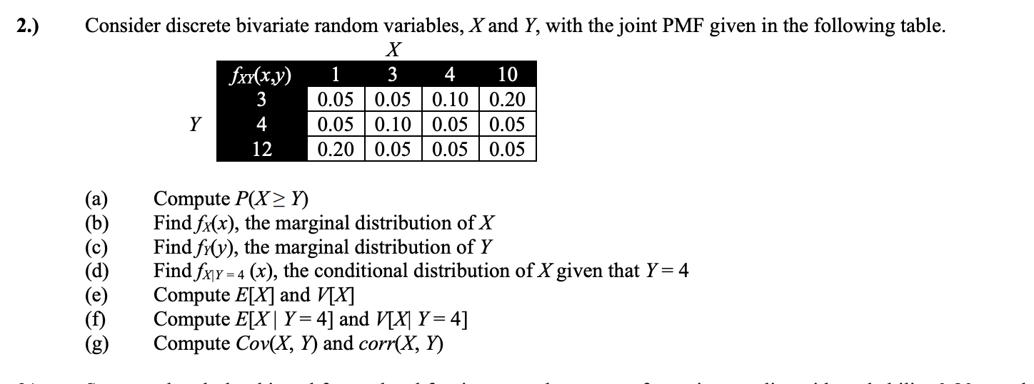 Solved 2 Consider Discrete Bivariate Random Variables X 