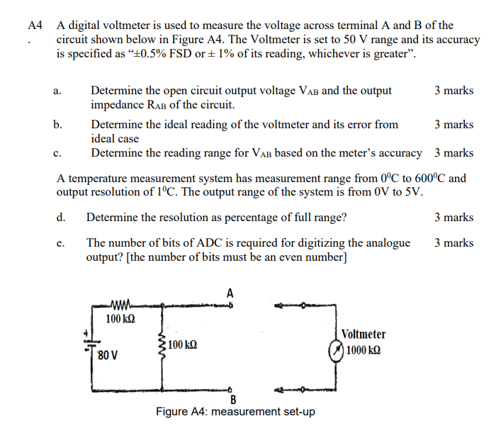Solved A4 A digital voltmeter is used to measure the voltage | Chegg.com