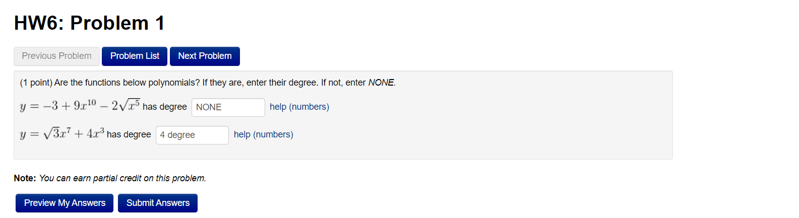 Solved HW6: Problem 1 Previous Problem Problem List Next | Chegg.com