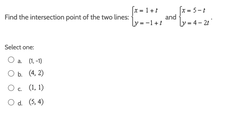 Solved Find the intersection point of the two lines: | Chegg.com